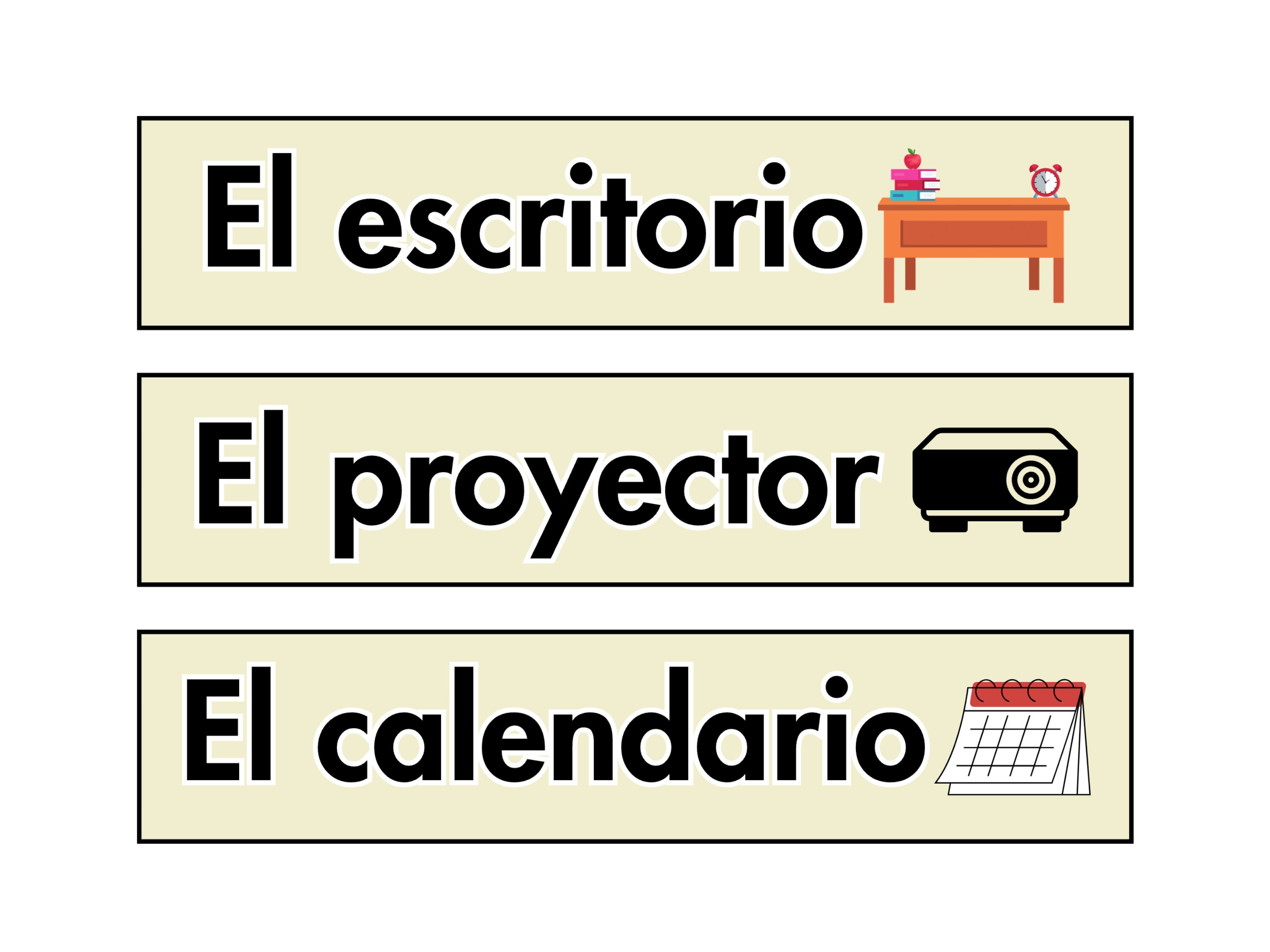 Spanish Classroom Labels With Pictures, Etiquetas Para Clase De Español ...