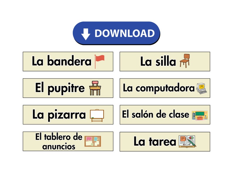Spanish Classroom Labels With Pictures, Etiquetas Para Clase De Español ...