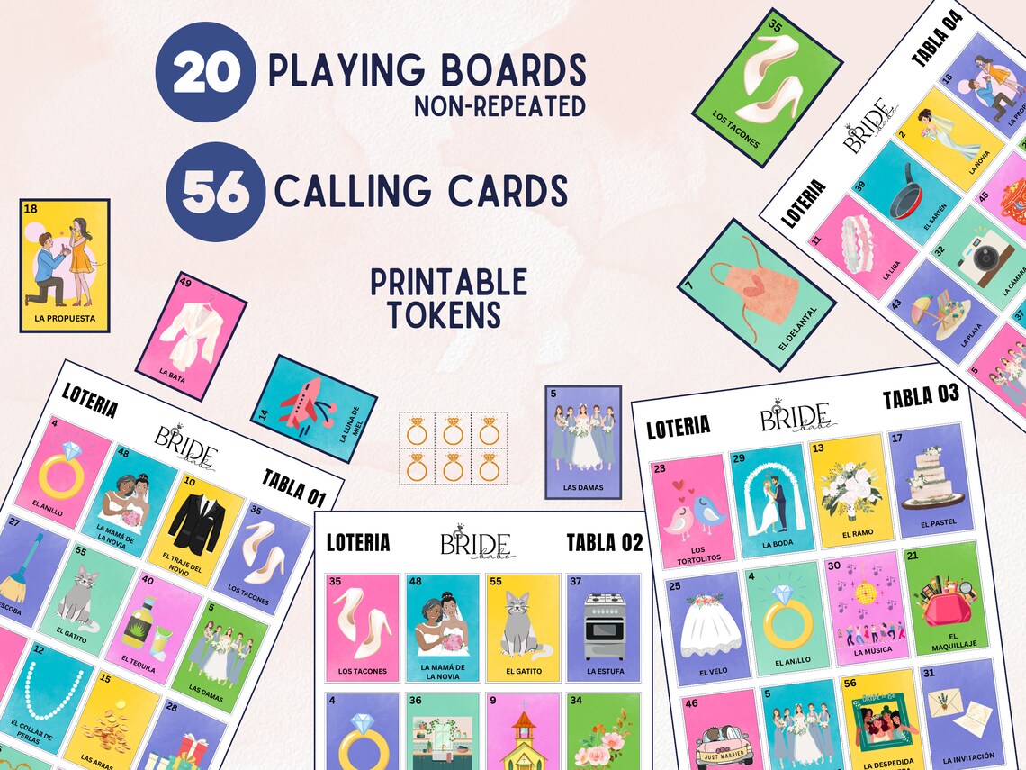 Loteria Despedida De Soltera En Español, Bridal Shower Bingo, Juegos ...