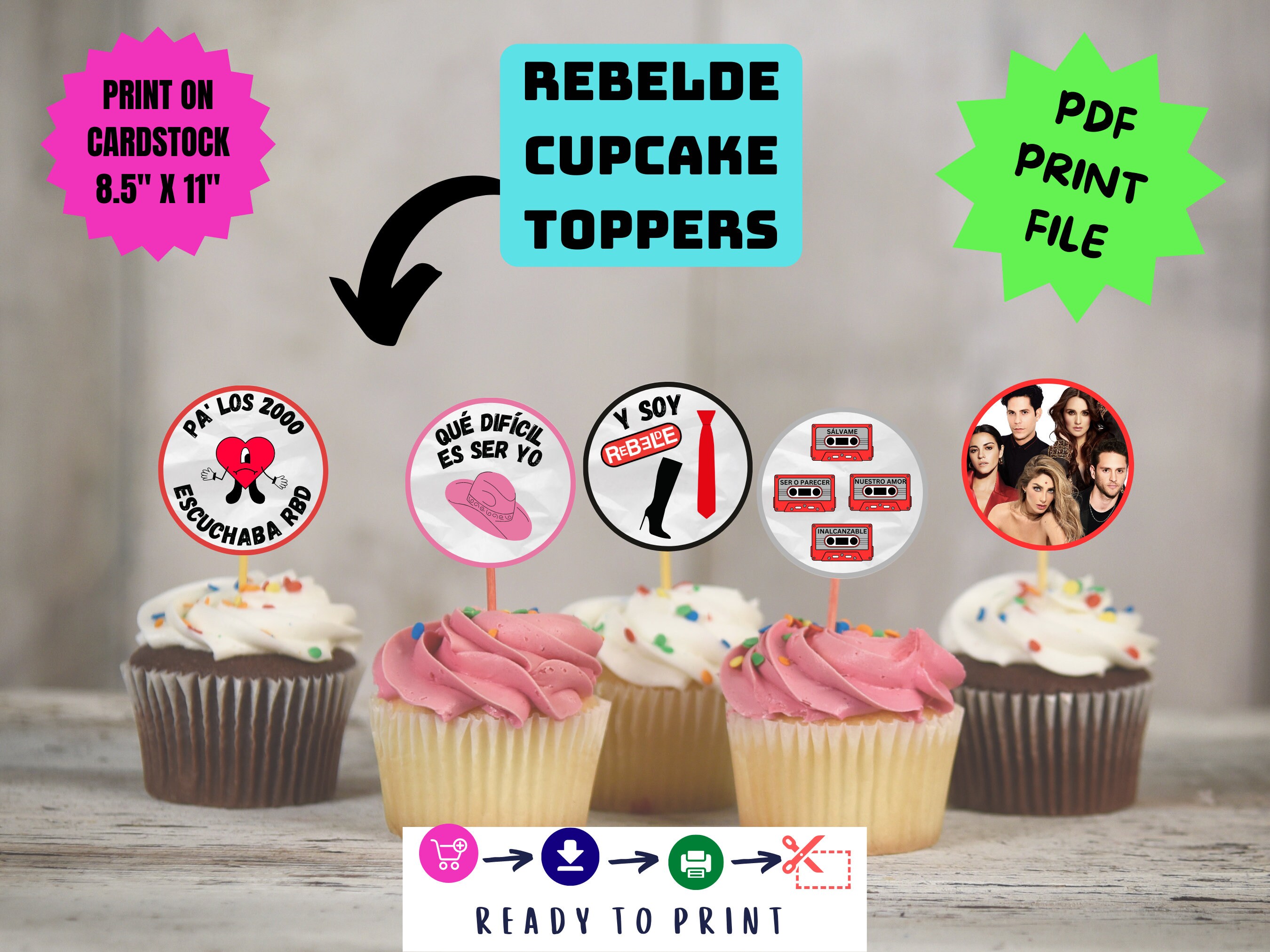 Rebelde Party Decorations Rebelde Cupcake Topper RBD Cake - Etsy
