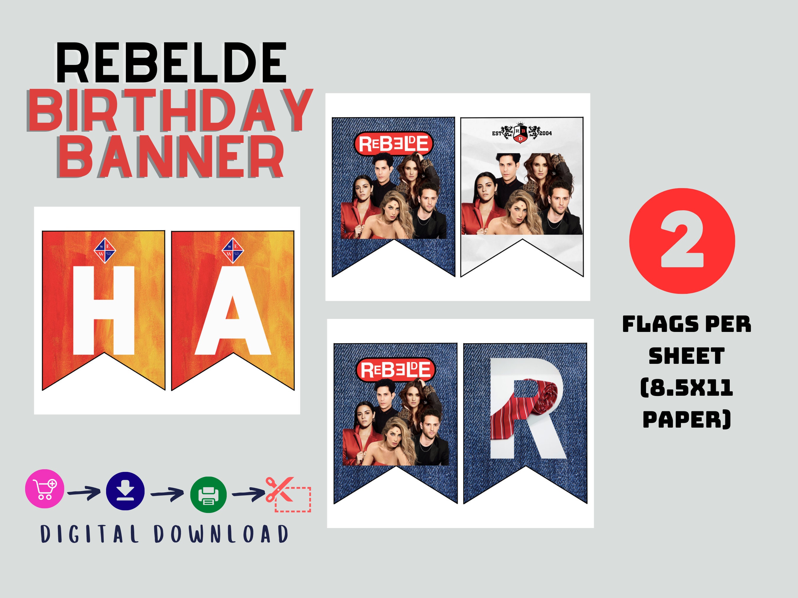 Rebelde Decorations, Rbd Birthday Banner, RBD Party Banner , Topper ...