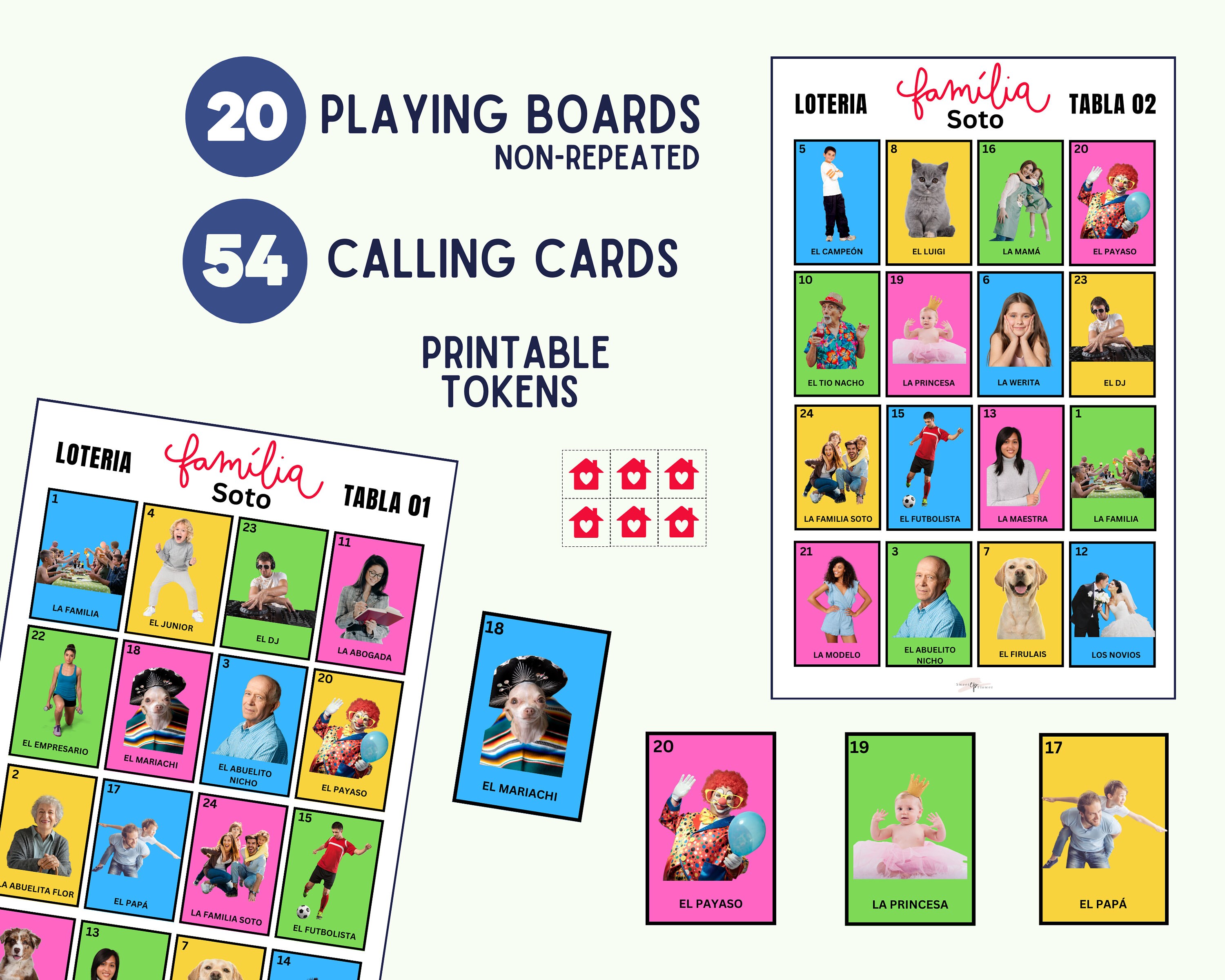 20 Tablas LOTERIA FAMILIAR, CUSTOM Loteria Bingo, Your Family Pictures ...
