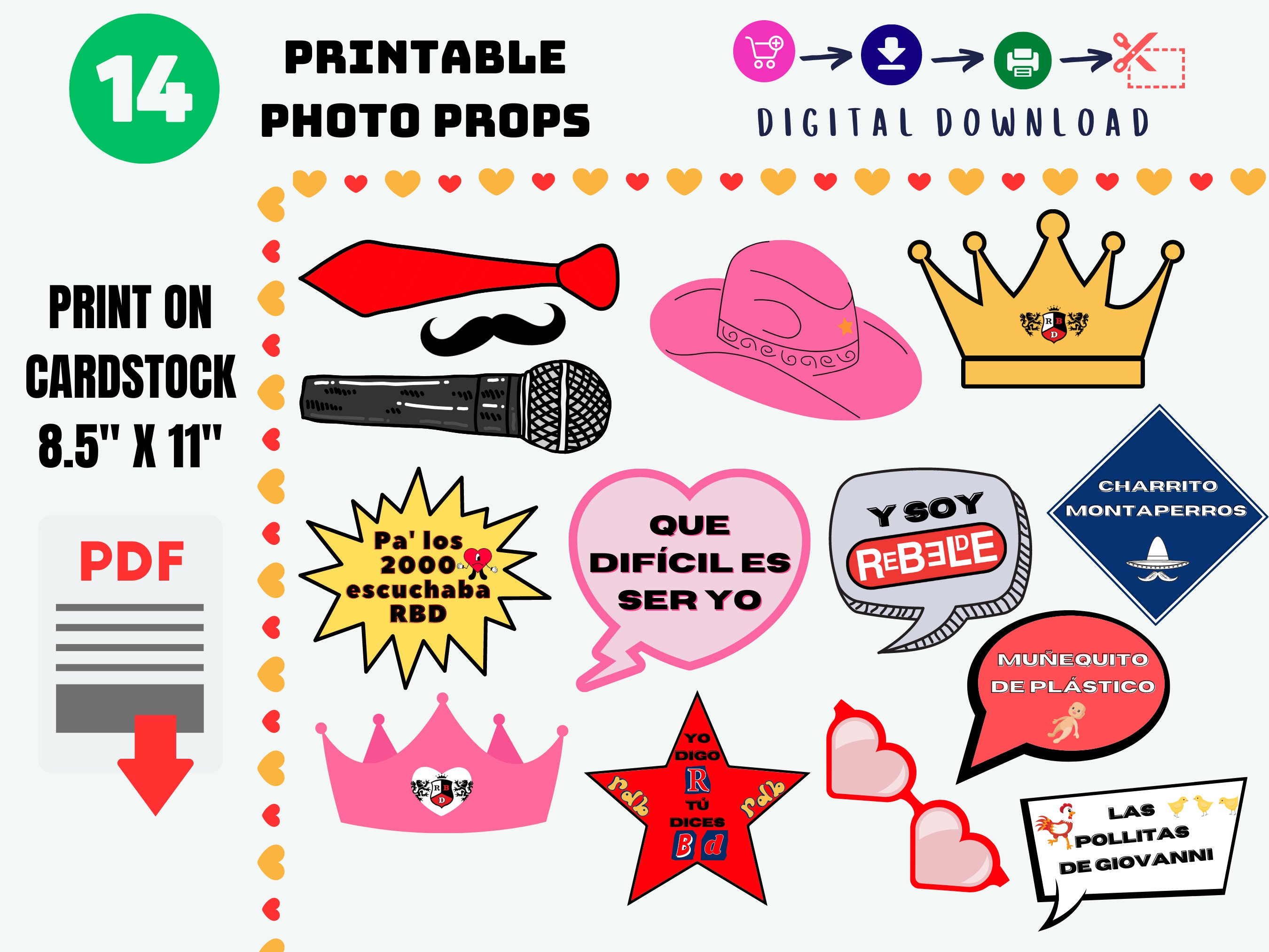 Rebelde RBD Party Bundle, Rbd Photo Props, Rebelde Cake/cupcake Toppers ...