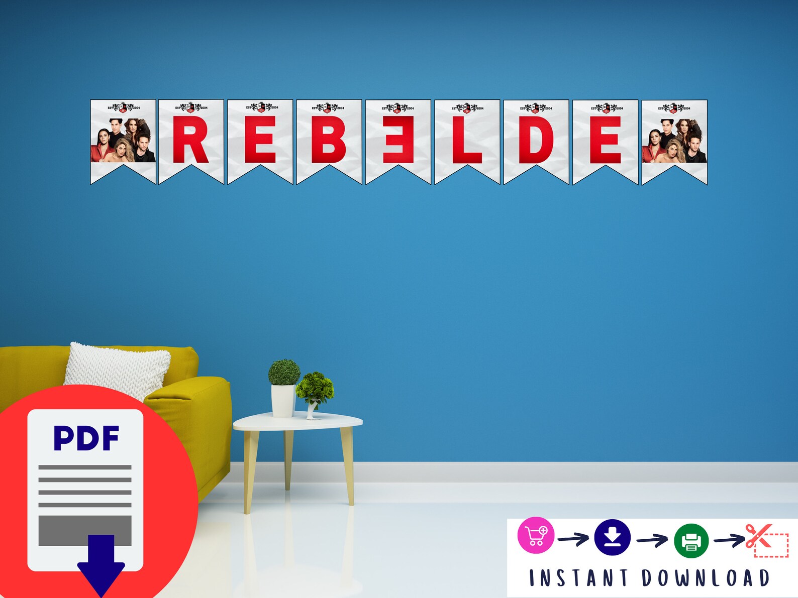 Rebelde Decorations, Rbd Birthday Banner, RBD Party Banner , Topper, Digital File, PDF, Fiesta ...