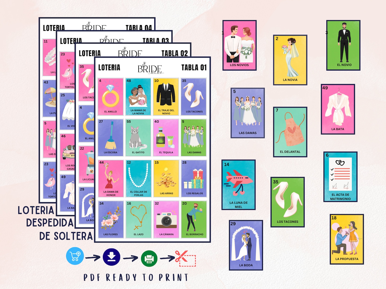 Loteria Despedida De Soltera En Español, Bridal Shower Bingo, Juegos ...