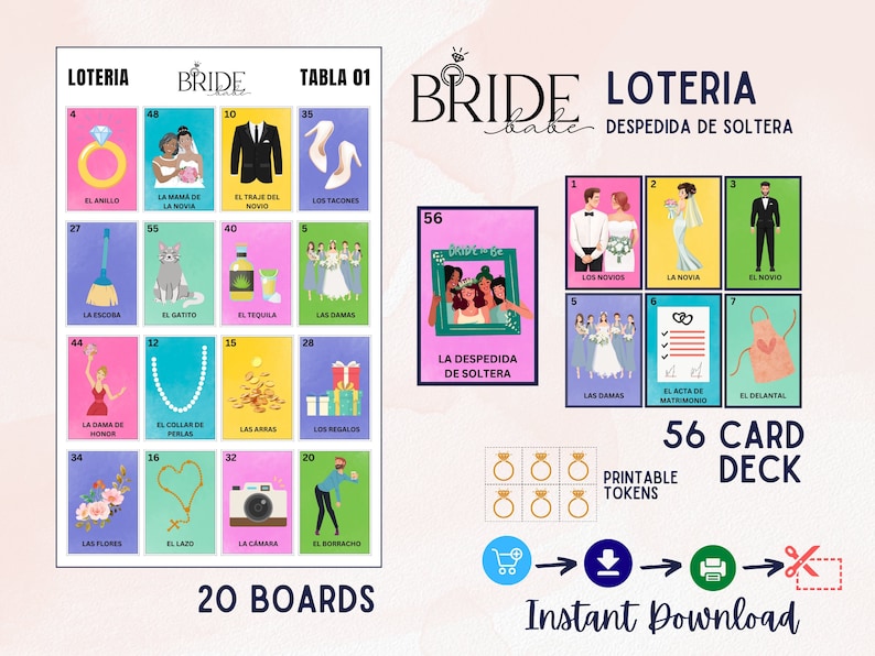Loteria Despedida De Soltera En Español, Bridal Shower Bingo, Juegos ...