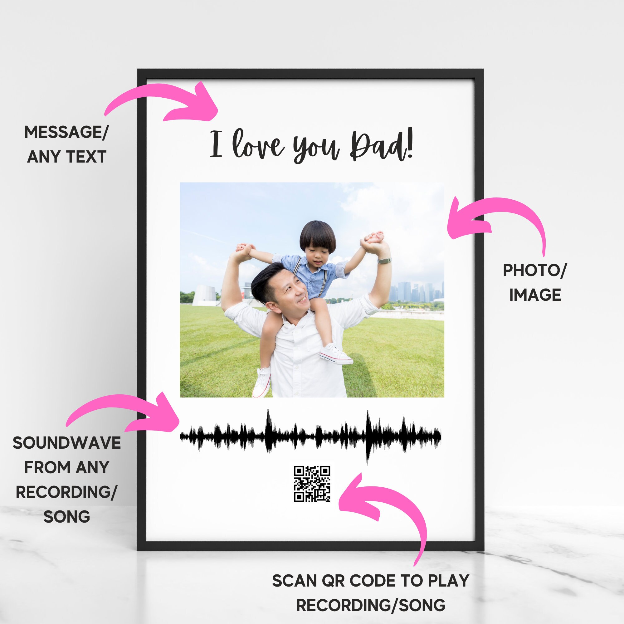 Soundwave Art, Memorial, QR Code, Voice Recording, Personalized Gift ...