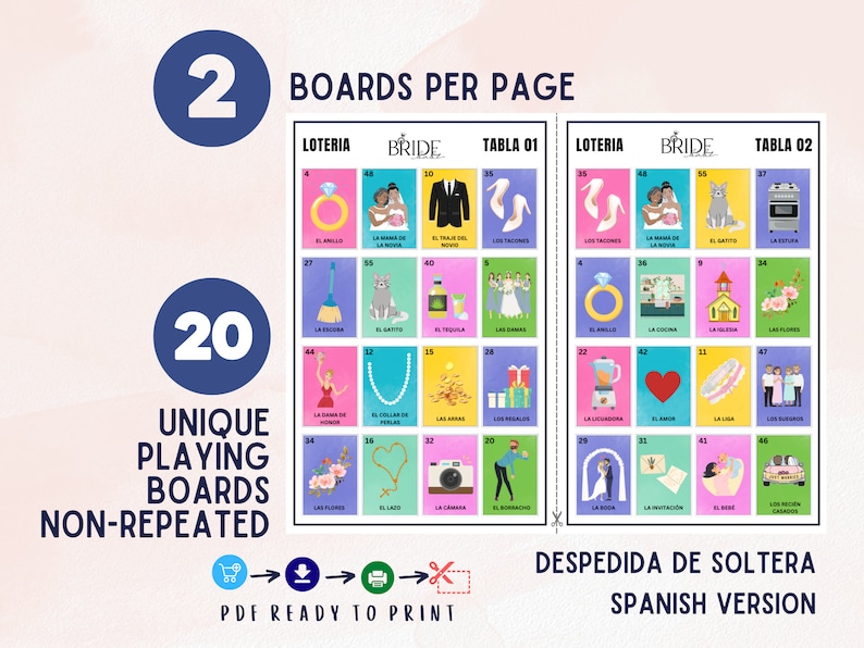 Loteria Despedida De Soltera En Español, Bridal Shower Bingo, Juegos ...