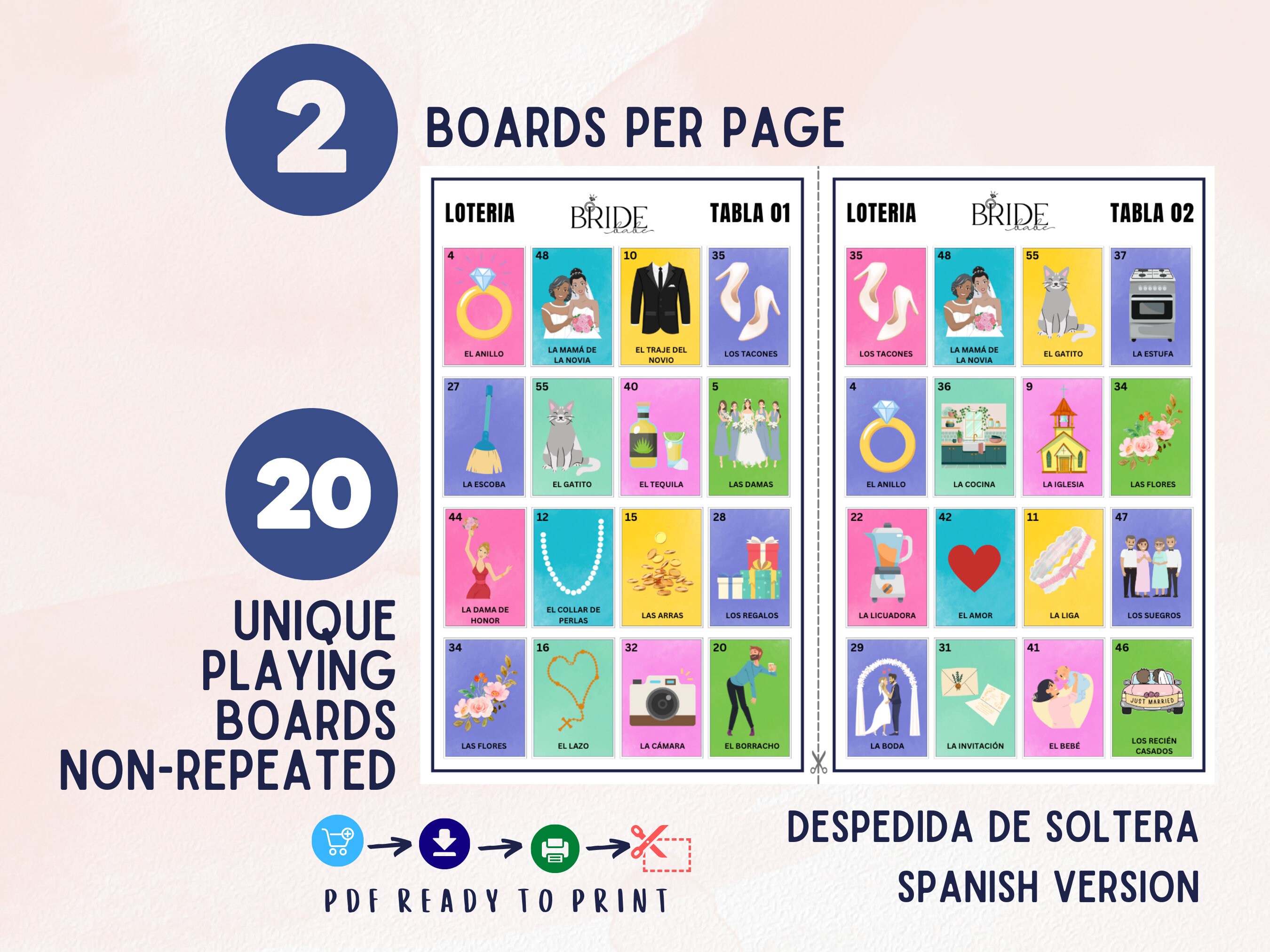 Loteria Despedida De Soltera En Español, Bridal Shower Bingo, Juegos ...