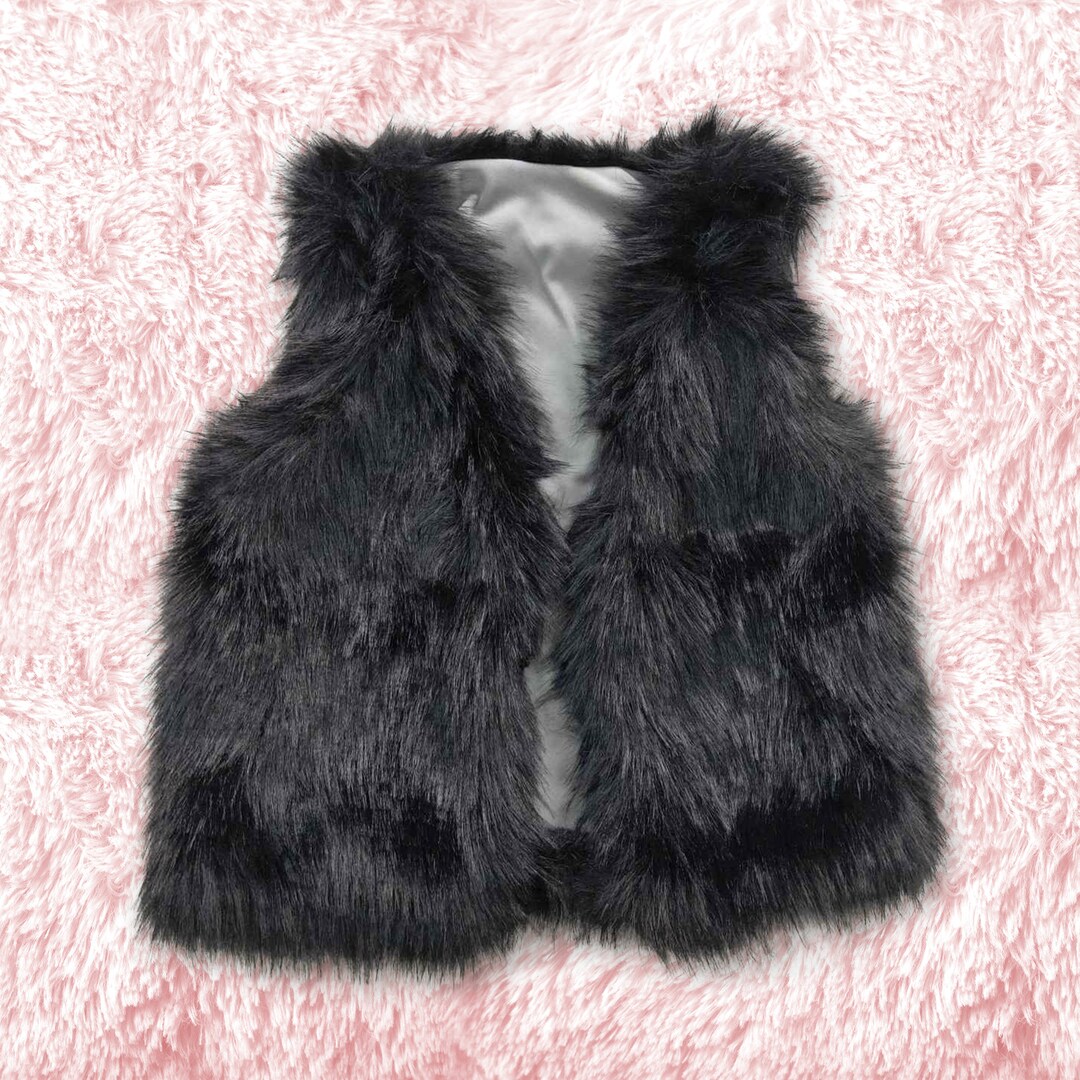 Girl Black Fur Vest,girls Fur Vest,faux Fur Vest,baby Toddler Vest ...