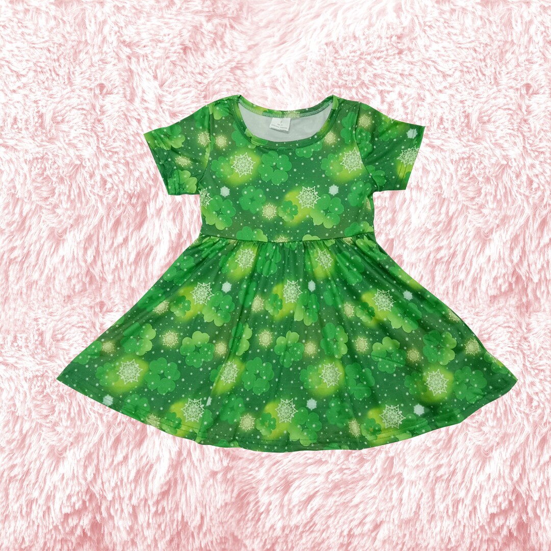 St. Patrick's Day Twirl Dress,girls Shamrock St. Patrick's Day Clover Dress,girl St. Patricks ...