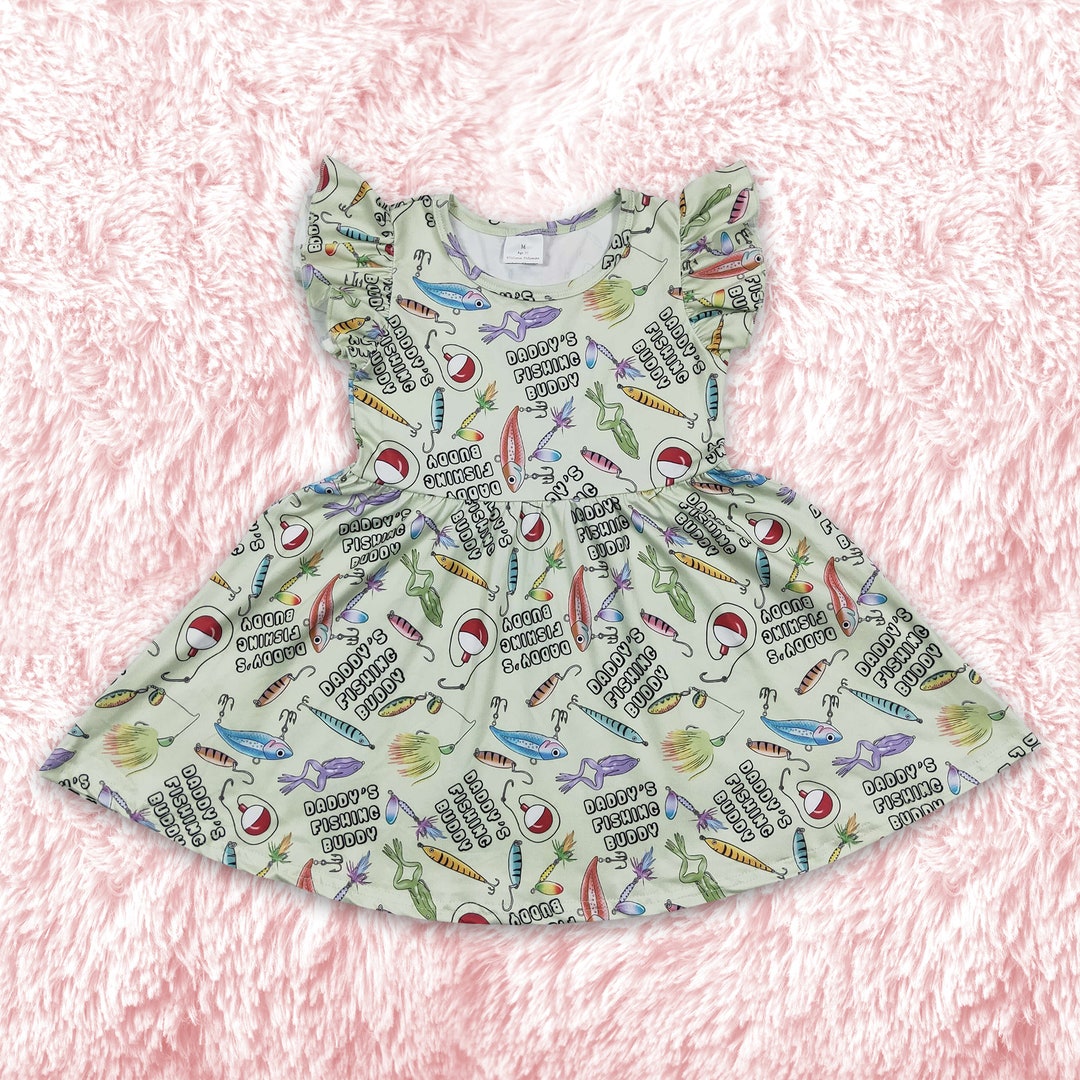 Fishing Flutter Sleeve Twirl Dress,girl Summer Dresses,fish Print Pearl ...