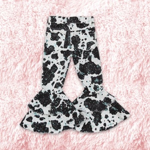Cow Print Winter Pant,toddler Girl Bell Bottom,baby Girl Bell Bottom ...