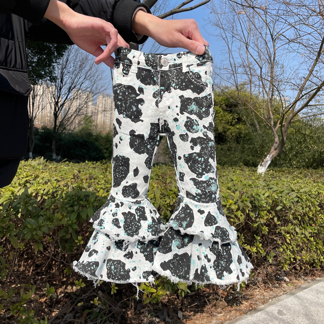 Cow Print Winter Pant,toddler Girl Bell Bottom,baby Girl Bell Bottom ...