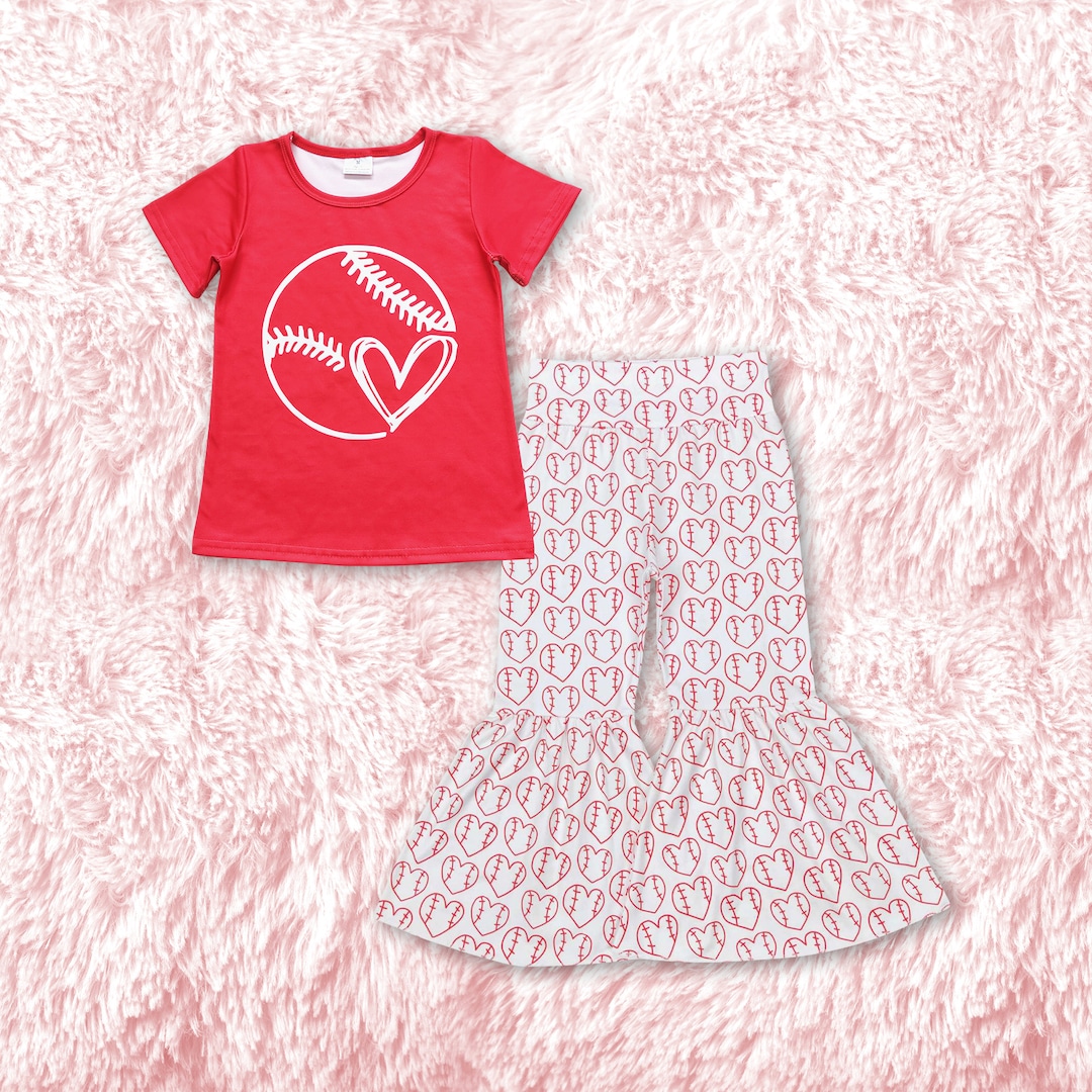 Baby Girl Clothes,girl Baseball Outfit,infant Toddler Bell Bottom Set ...
