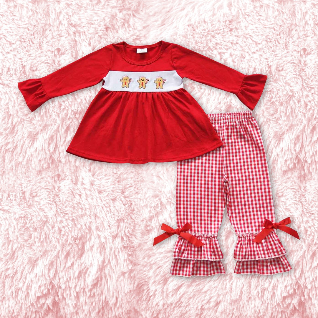 Girl Christmas Outfit,baby Gingerbread Clothes,toddler Gingerbread ...