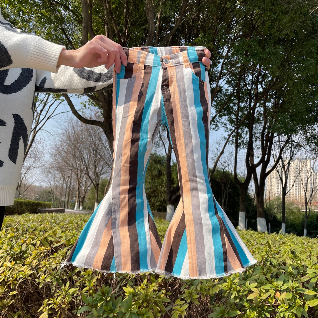 Colorful Stripe Jeansgirl Jeansjeans for Kids Girlstoddler - Etsy