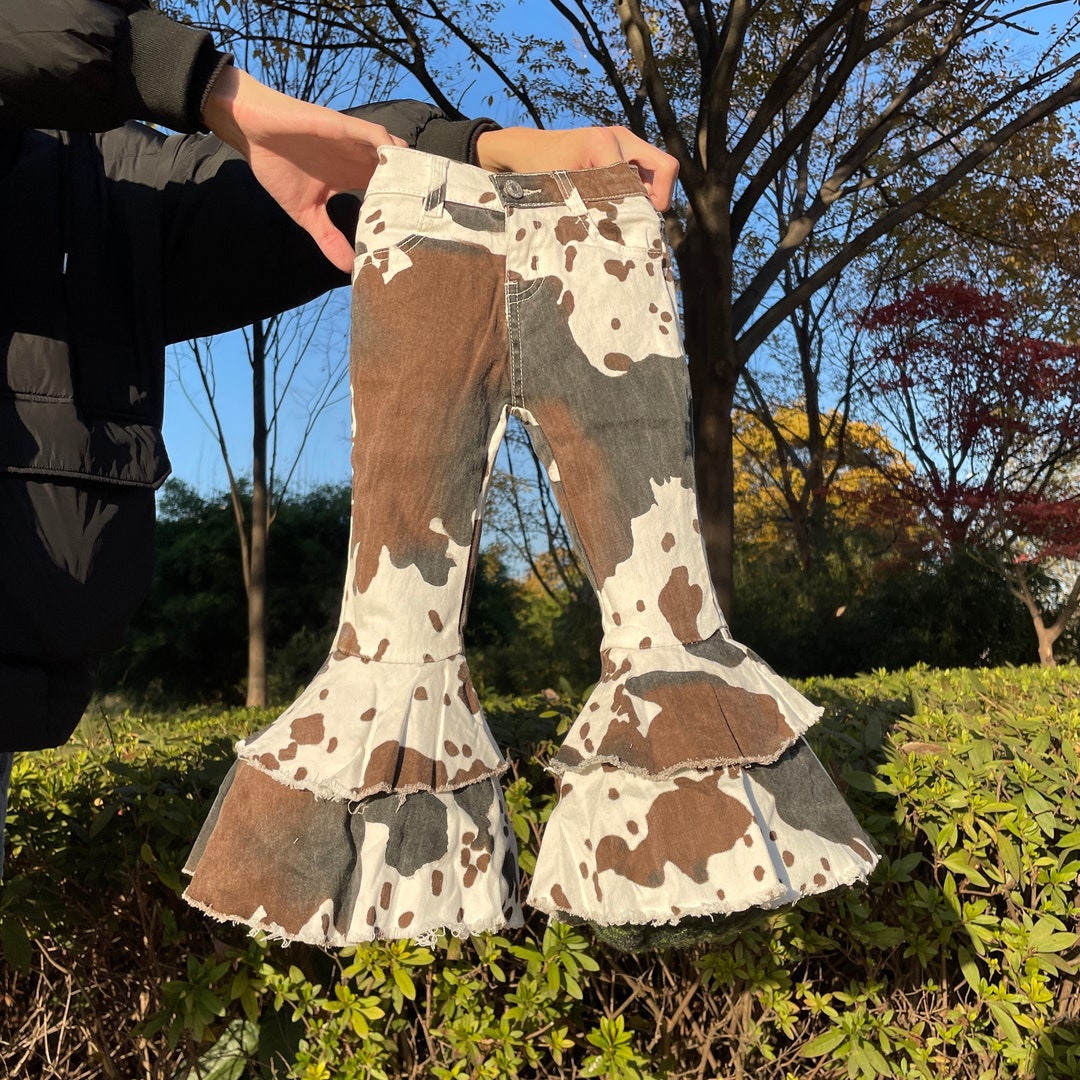 Teenage Girls Clothingcow Jeansbrown Cow Print Girls Bell - Etsy