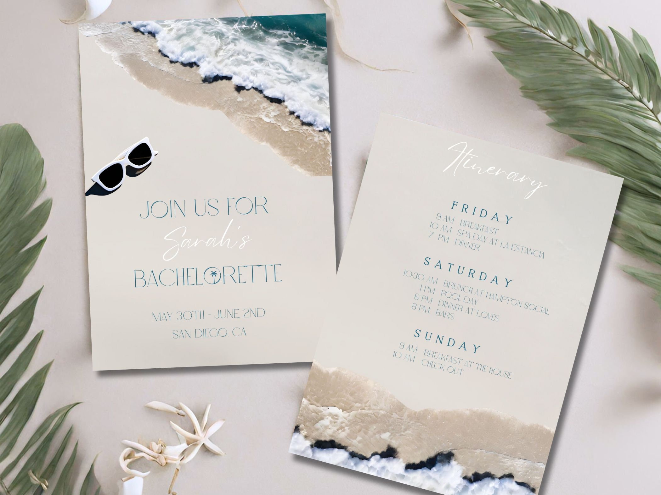 Beach Bachelorette Invitation, Coastal Bachelorette Invitation, Last ...