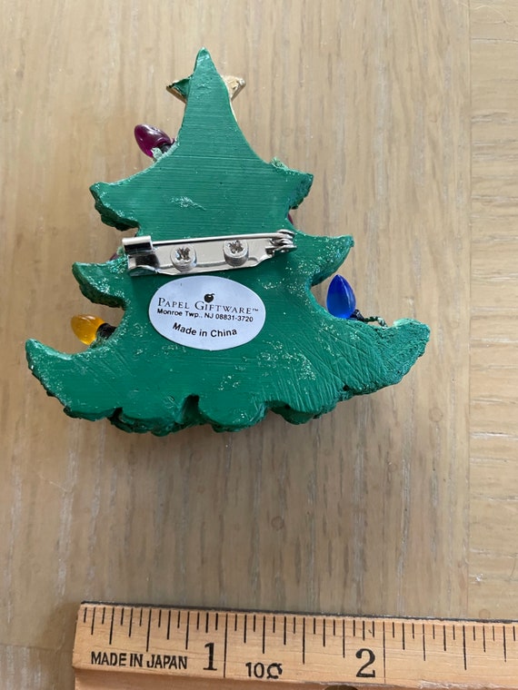 Vintage Christmas Tree Pin - Gem