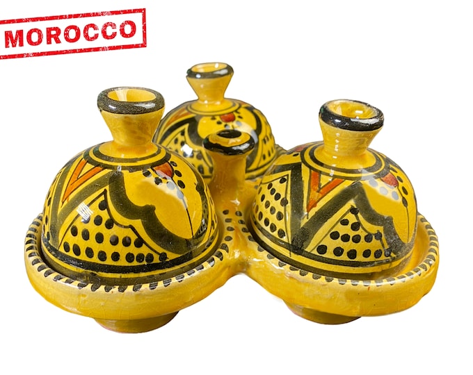 Triple Mini Ceramic Spice Tagines Decorative Moroccan Tagine Hand ...