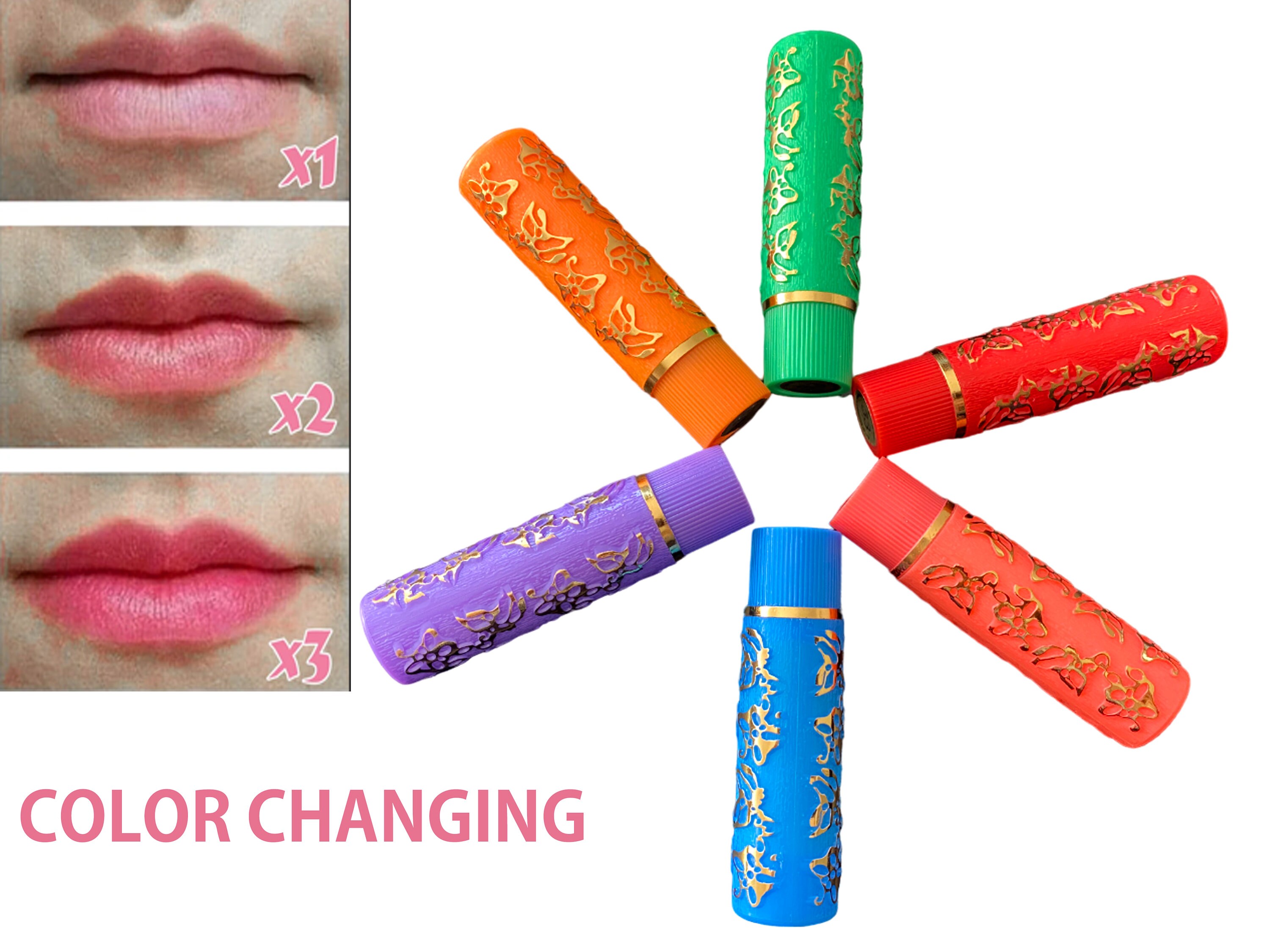 X6 Moroccan Magic Lipsticks 24h Color Changing in Pink - Etsy