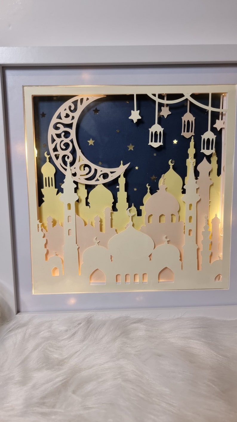 Islamic Home Decor Shadow Box With Lights Eid and Ramadan - Etsy