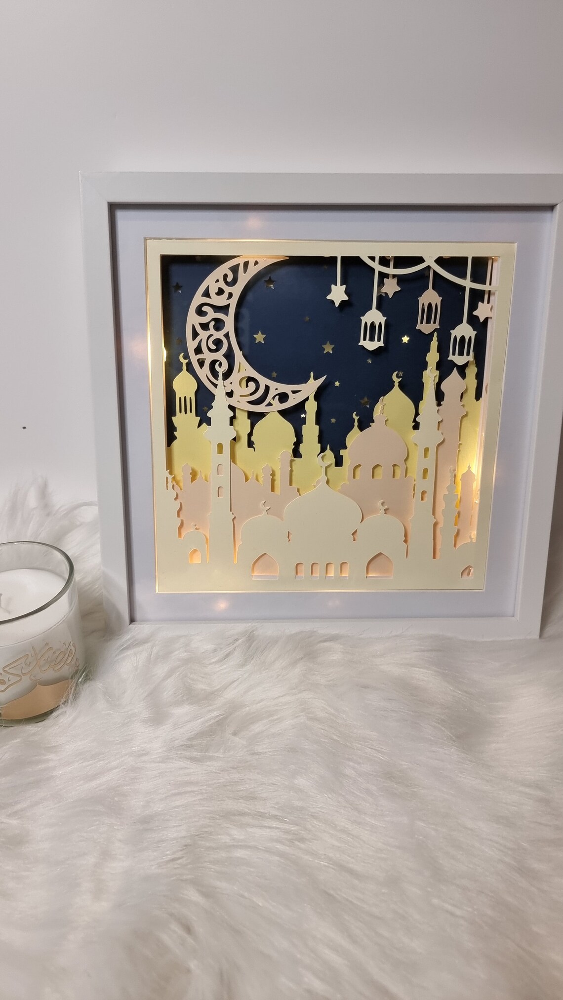 Islamic Home Decor Shadow Box With Lights Eid and Ramadan - Etsy