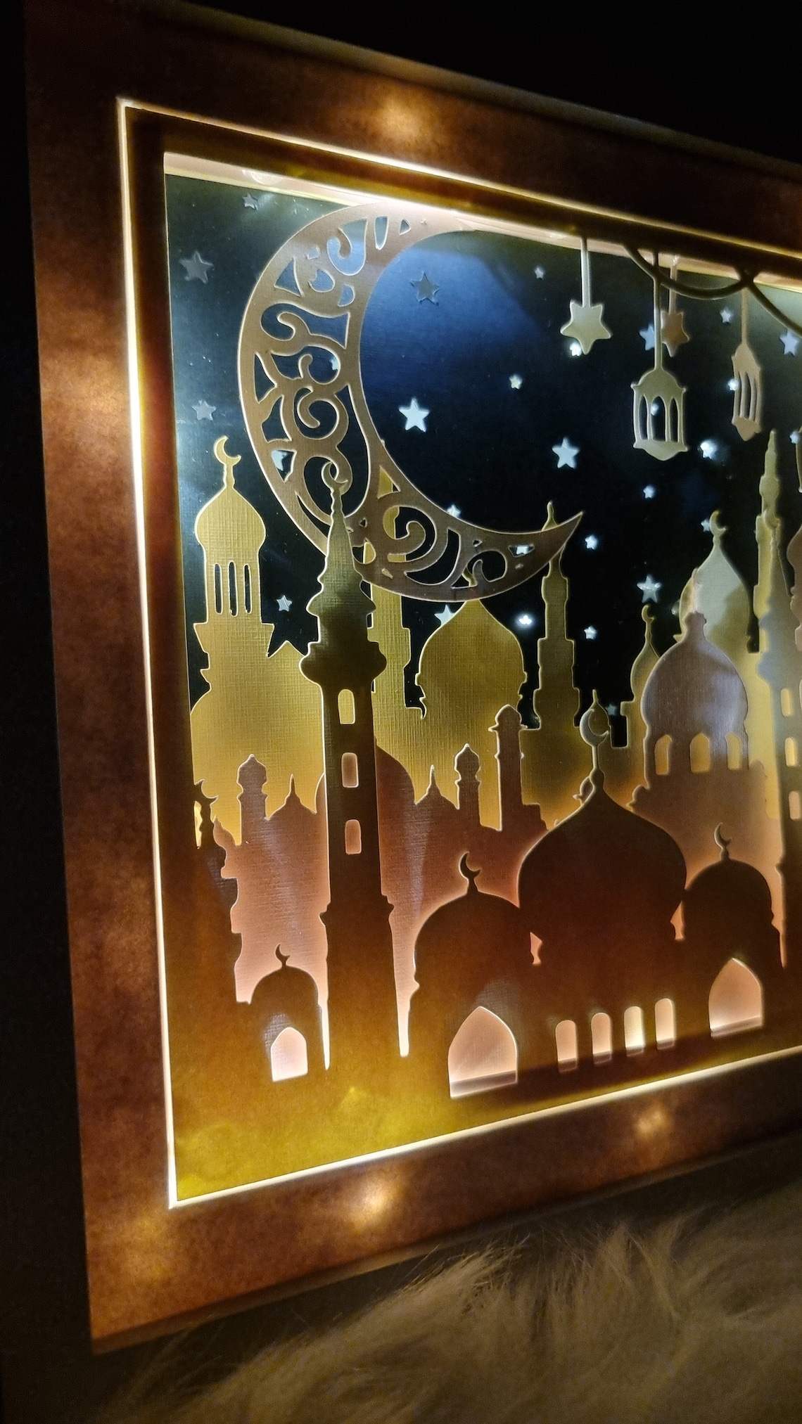 Islamic Home Decor Shadow Box With Lights Eid and Ramadan - Etsy