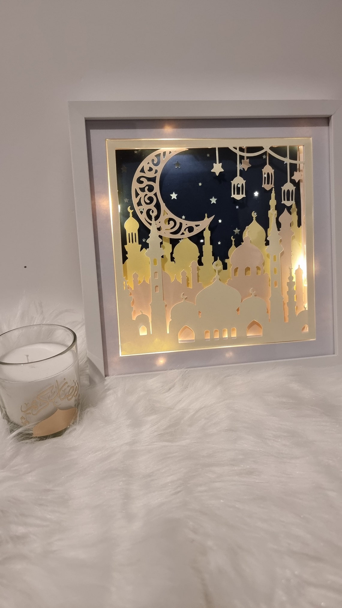 Islamic Home Decor Shadow Box With Lights Eid and Ramadan - Etsy