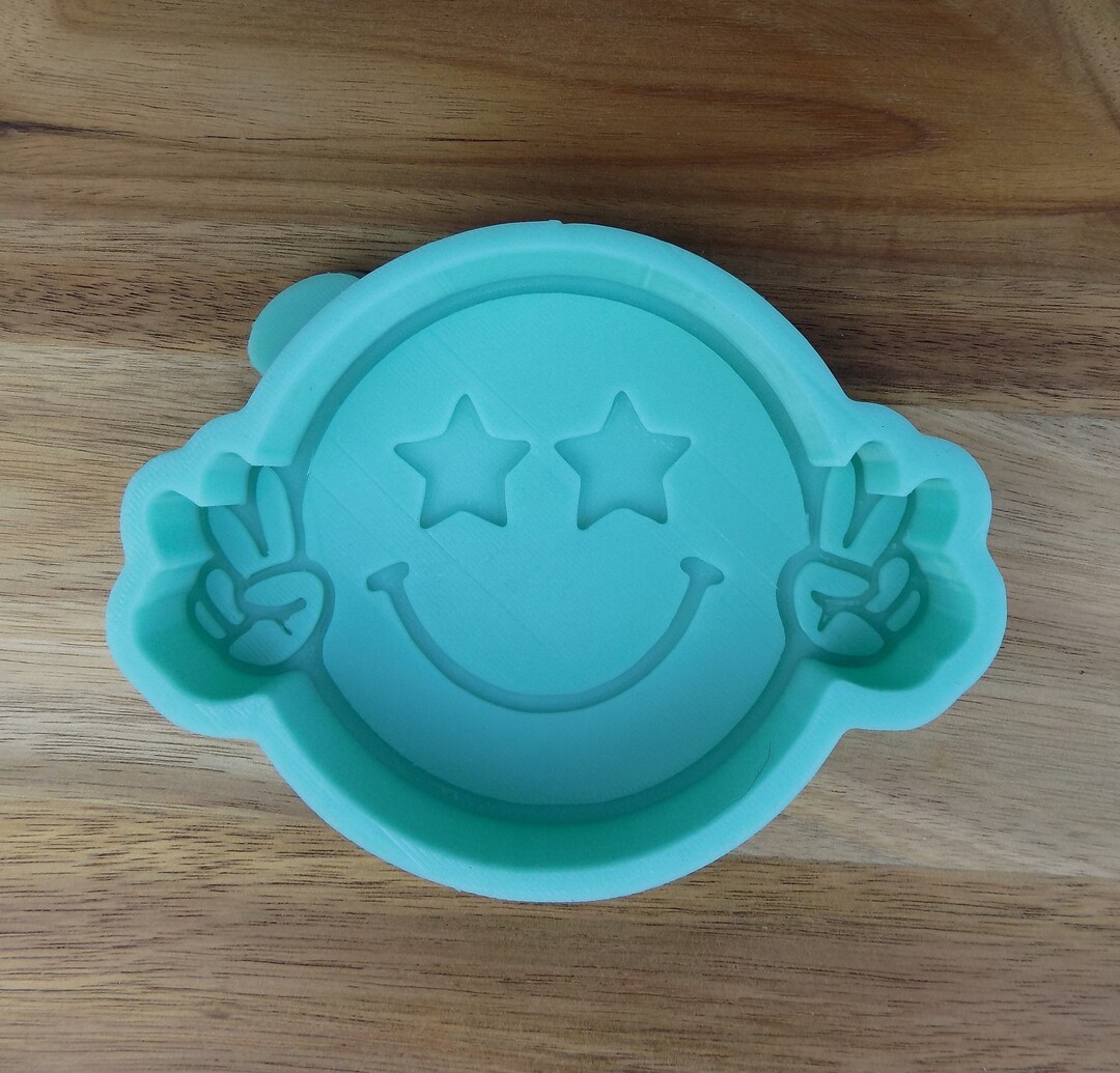 Smiley Face Car Freshie Mold: Peace Sign, Star Eyes, DIY Silicone Mold ...