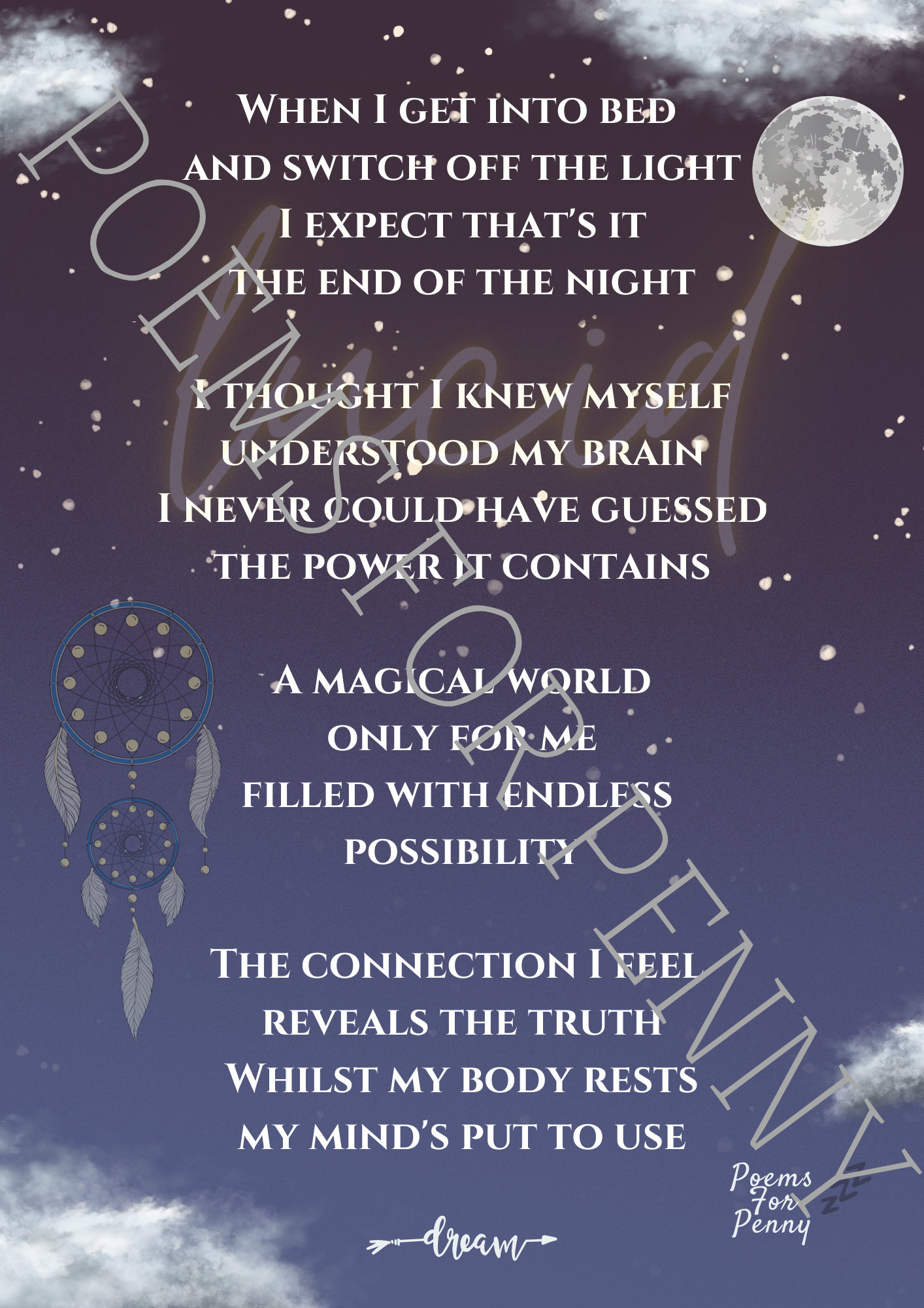 A Poem About Dreams. Available for Instant Download. the Perfect Gift ...