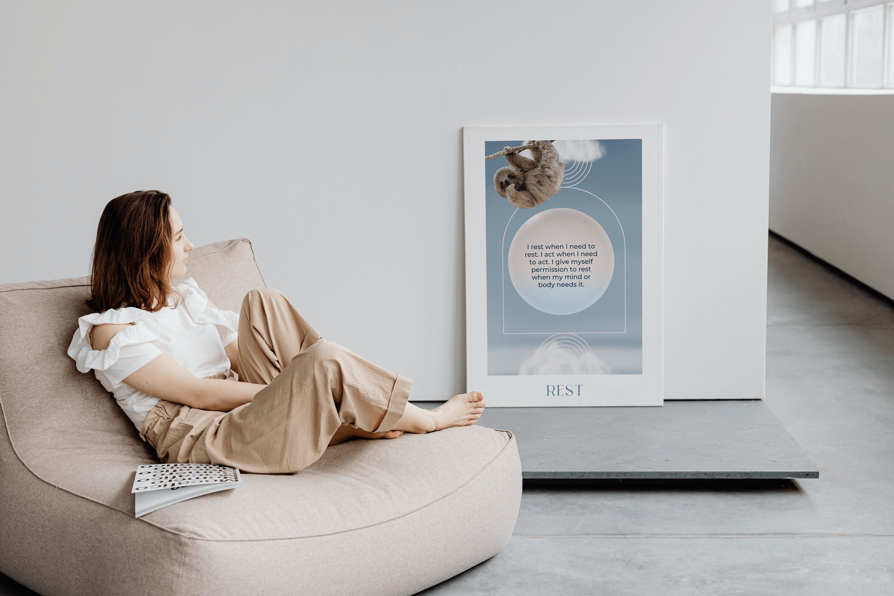 Rest Affirmation Card PRINTABLE for Posters up to 24x36, Calming Blue ...