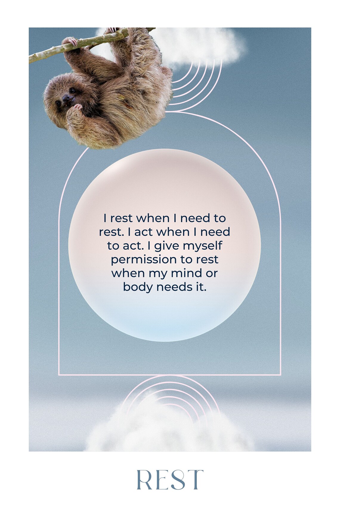 Rest Affirmation Card PRINTABLE for Posters up to 24x36, Calming Blue ...