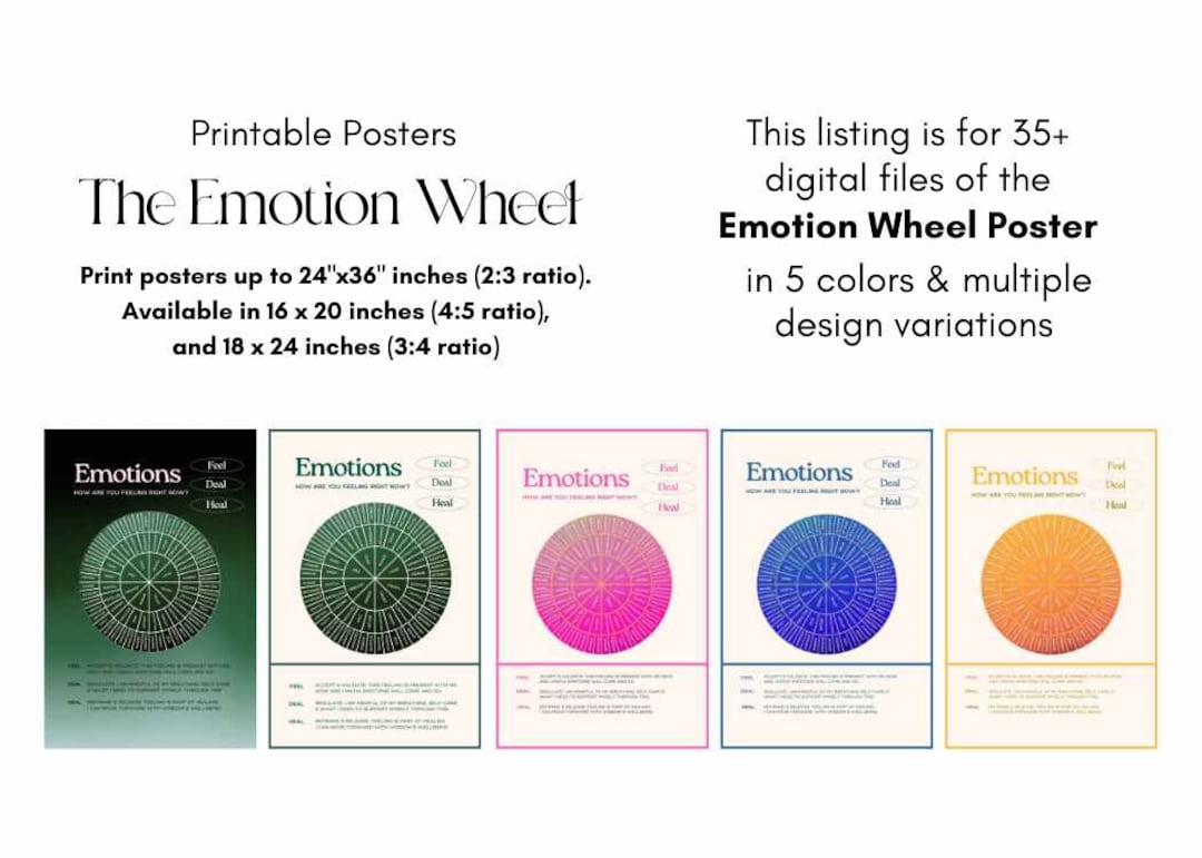 Bundle: Modern Emotions Wheel Printable Wall Art, All 5 Color ...