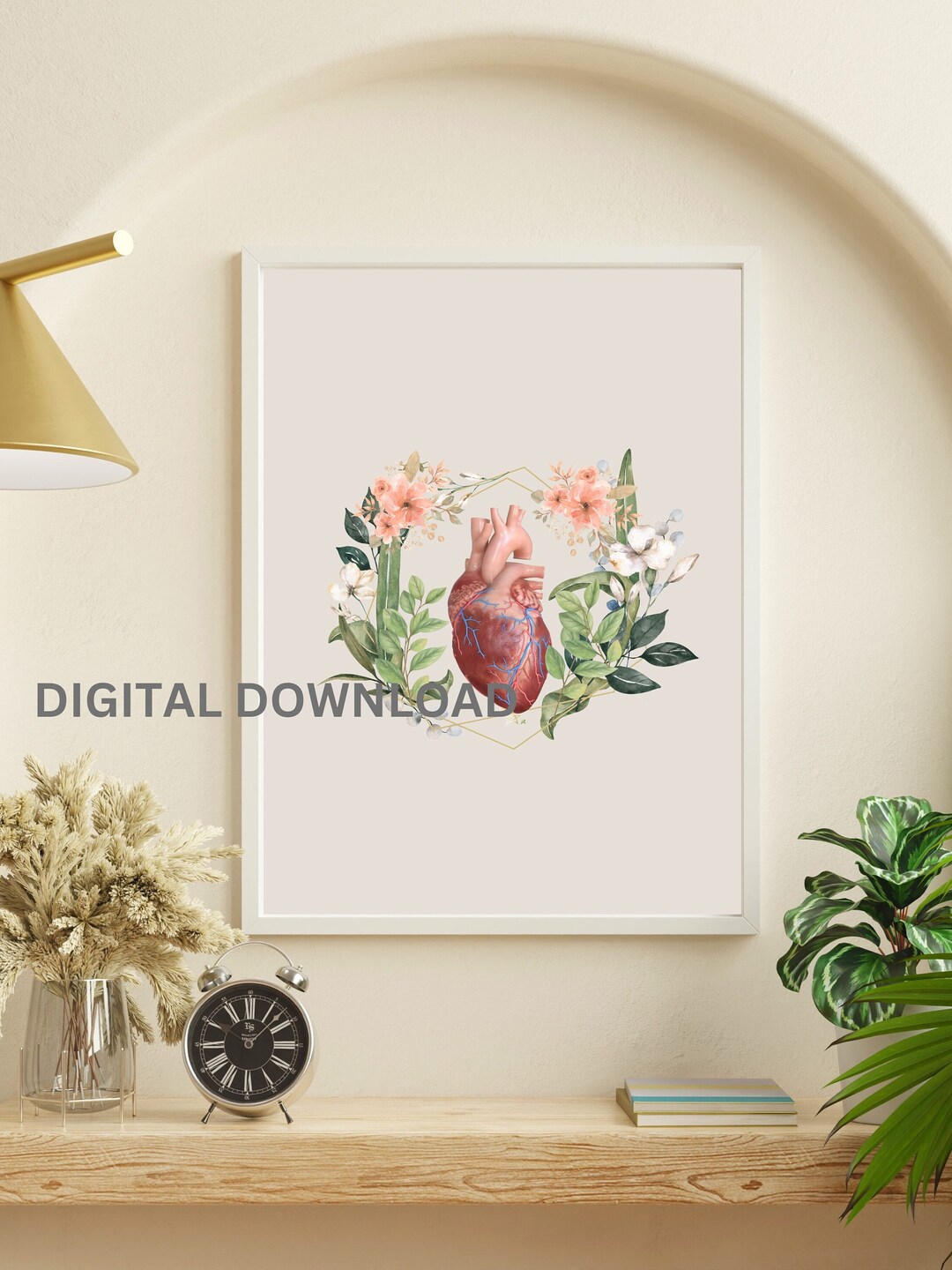Floral Anatomy Heart, Anatomical Wall Art, Heart Decor, Anatomical ...