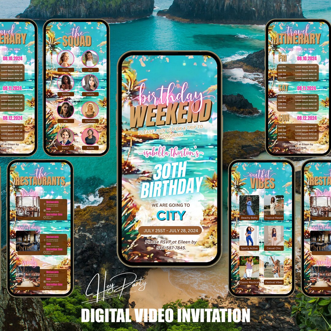 Editable Birthday Weekend Itinerary Template Digital (instant Download ...