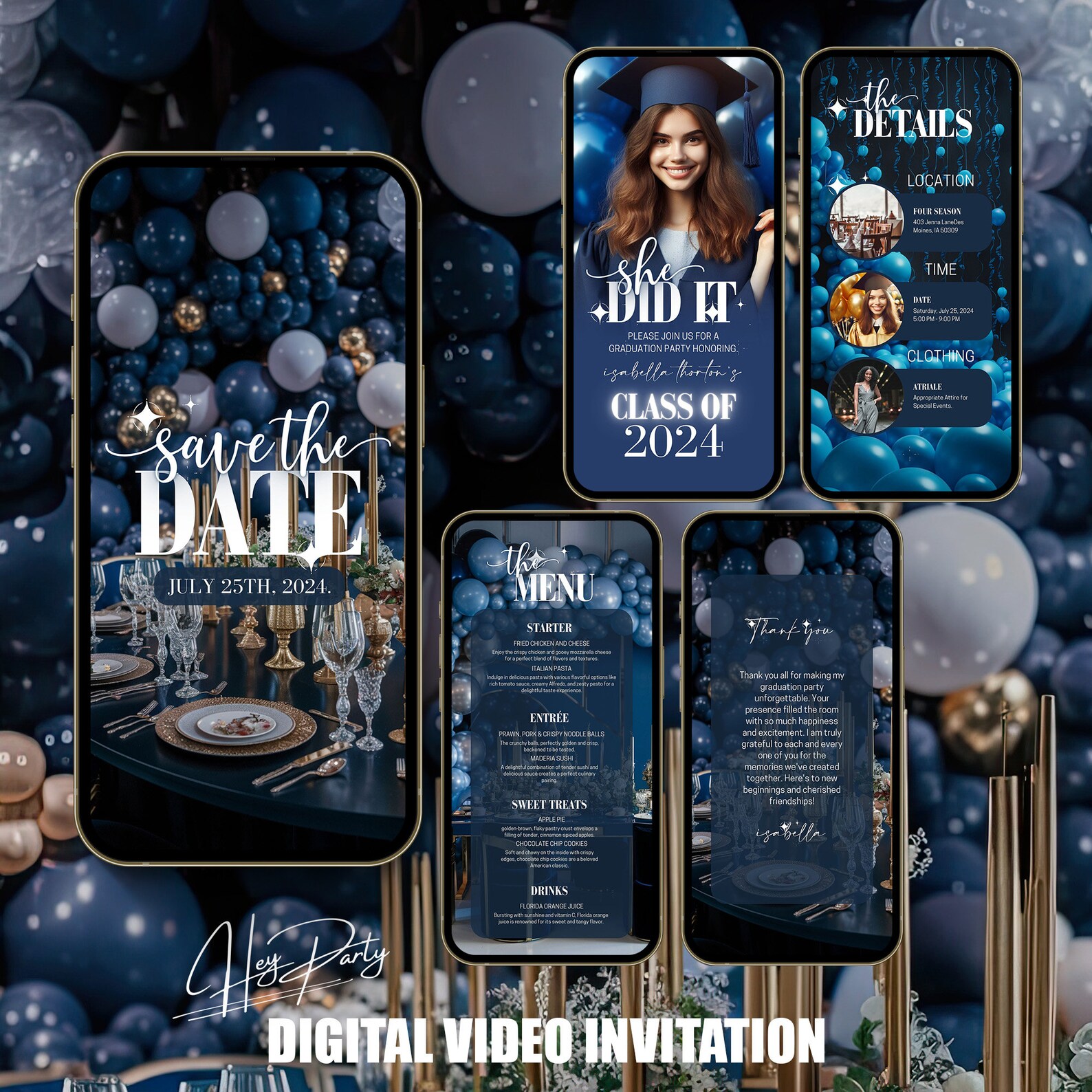 Graduation Invitation Navy, Graduation Party Invitation, Graduation ...