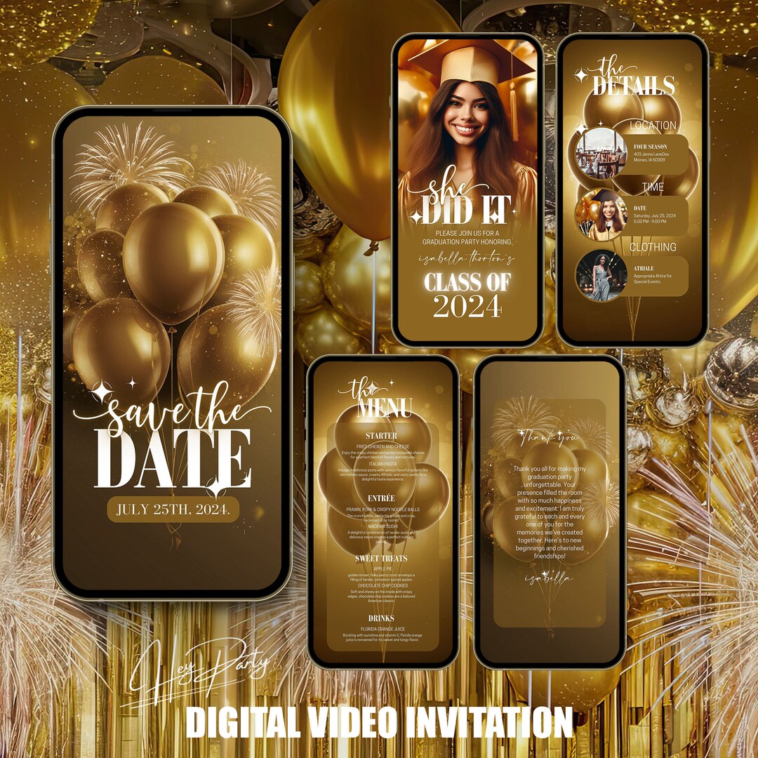 Luxury Gold Graduation Invitation Graduation 2025 Digital Graduation ...