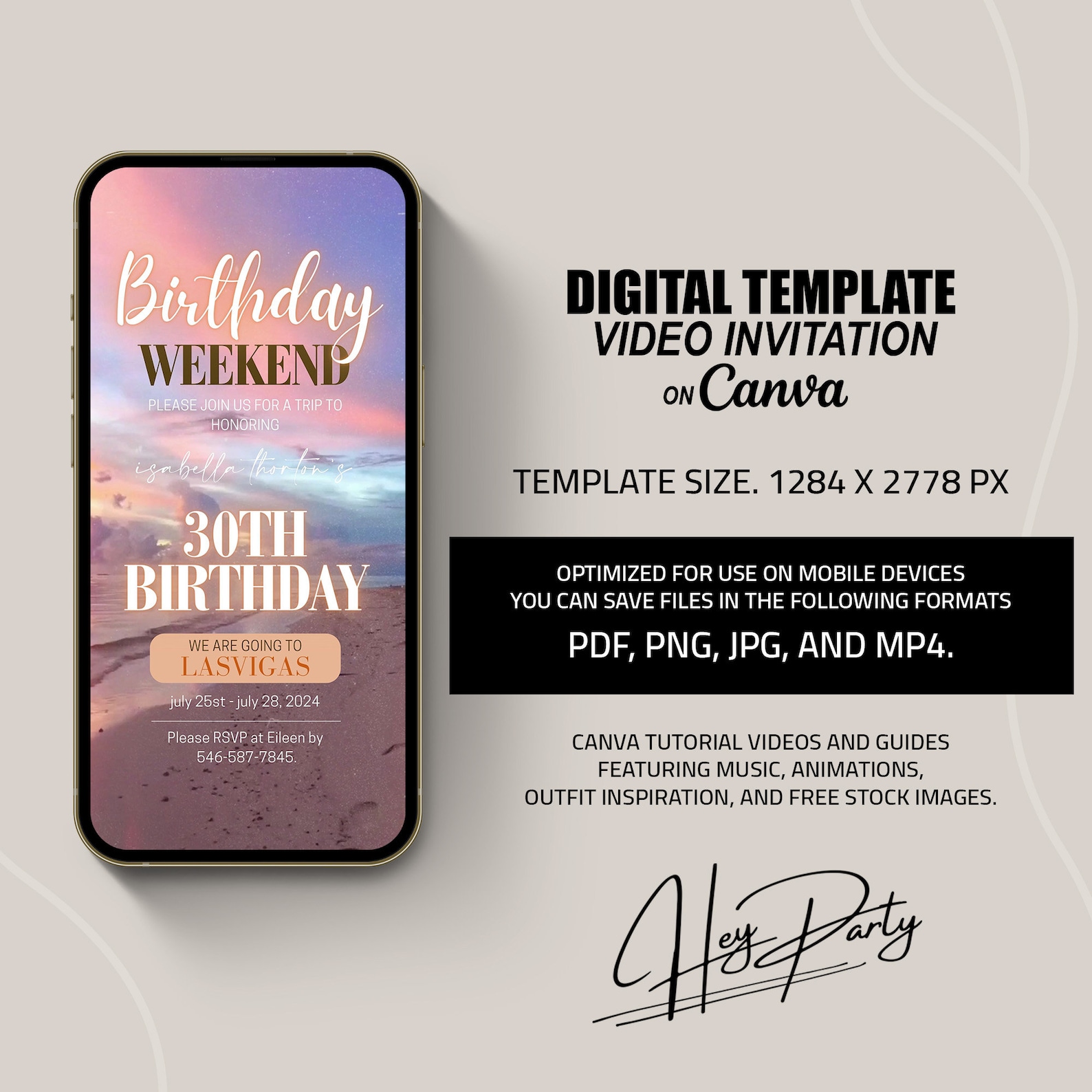 Editable Birthday Weekend Itinerary Template Digital instant Download ...