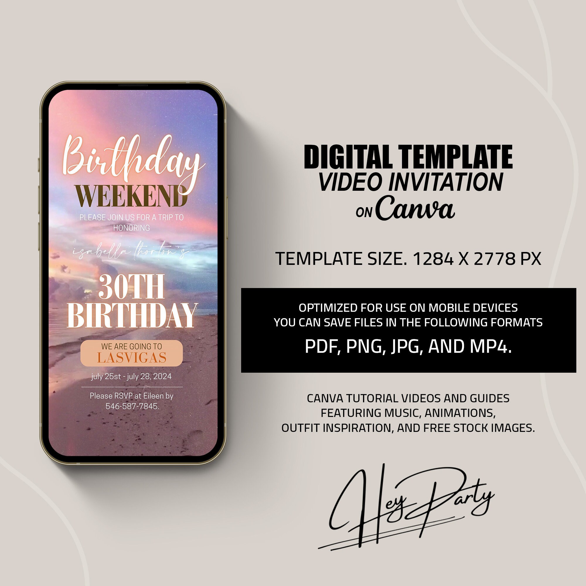 Editable Birthday Weekend Itinerary Template Digital instant Download ...