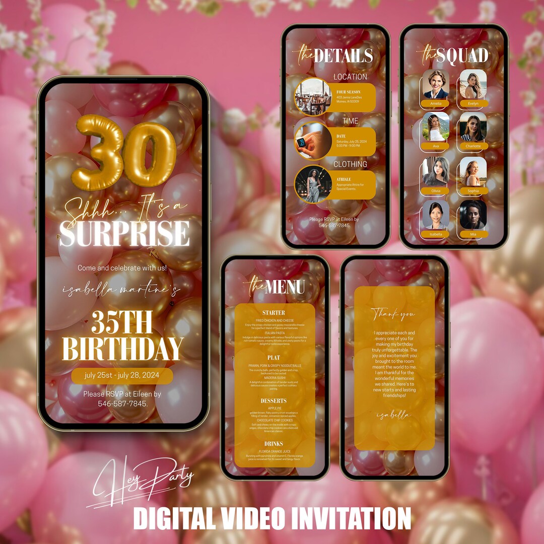 Digital 30th Birthday Invitation, Thirty Birthday Invitation, 30th ...