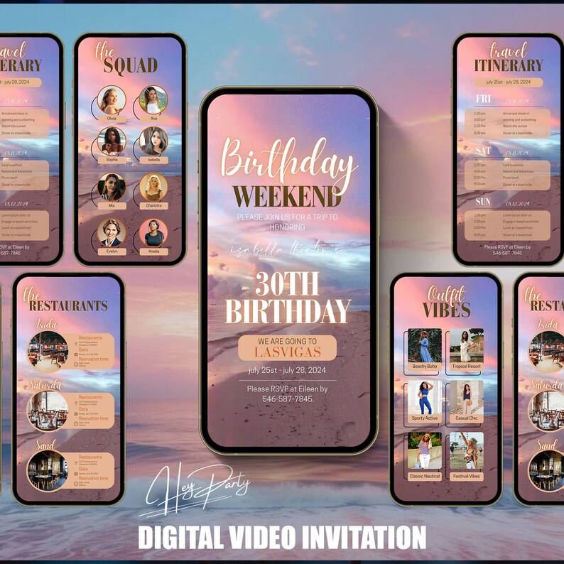 Editable Birthday Weekend Itinerary Template Digital instant Download ...