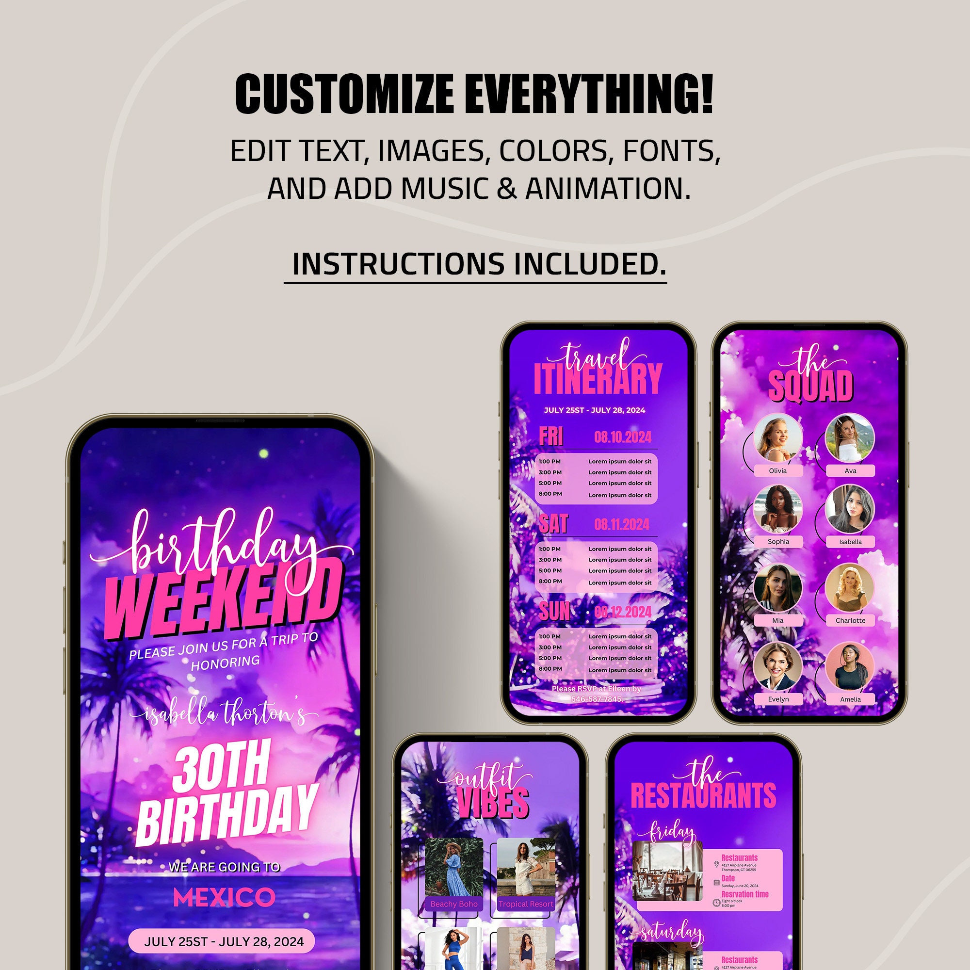 Birthday Weekend, Itinerary Template, Travel Itinerary, Birthday ...