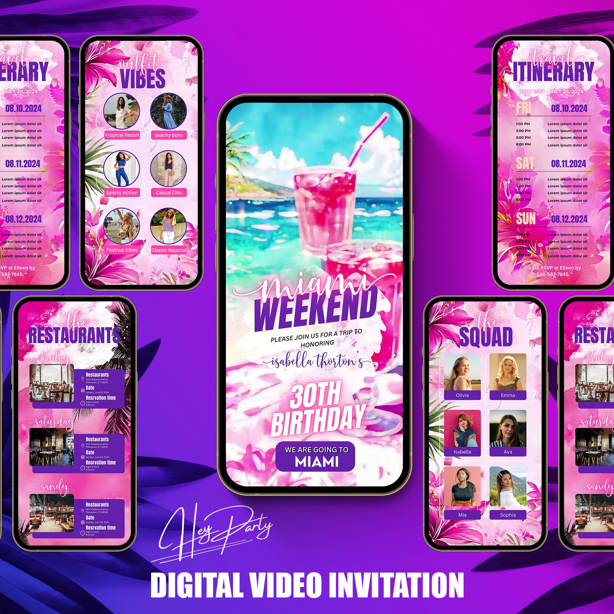 Editable Birthday Weekend Invitation, Itinerary Template Invite, Travel ...