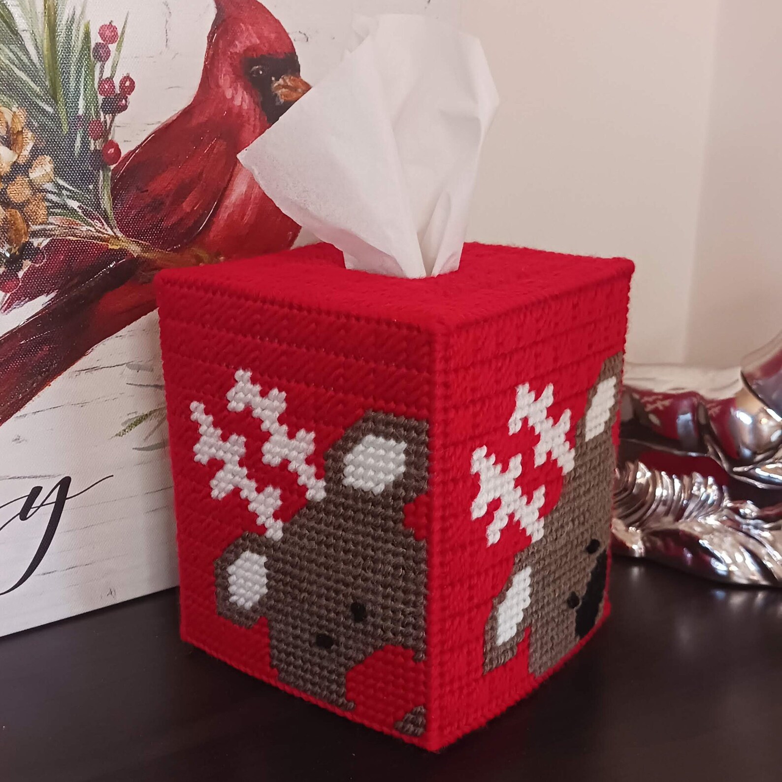 Rudolph and Friends Plastic Canvas Boutique Tissue Box Cover - Etsy