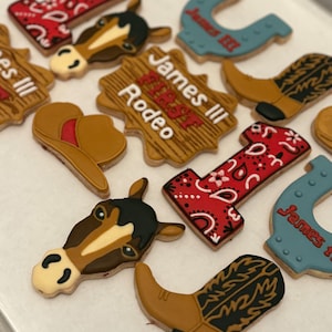 1 Dozen Custom Decorative Cookies L My First Rodeo | Cowboy | Boot ...