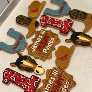 1 Dozen Custom Decorative Cookies L My First Rodeo | Cowboy | Boot ...