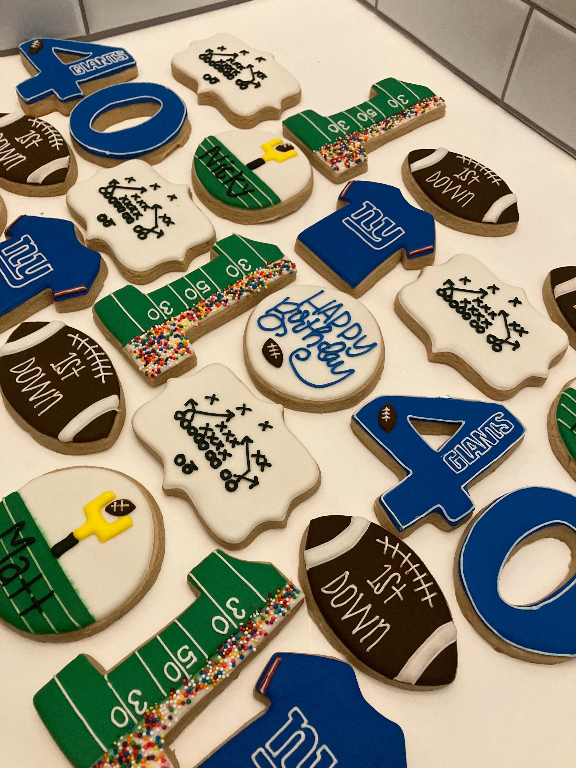 1 Dozen Sports Themes Decorative Cookies. Football Birthday Field Goal ...