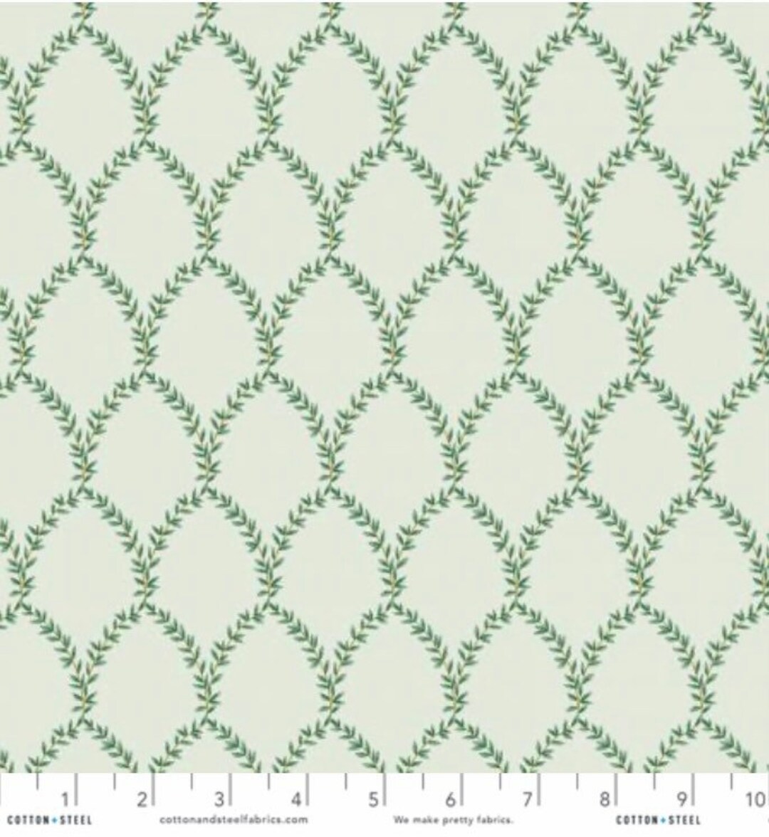 Rifle Paper Co Fabrics, Strawberry Field- Laurel, Mint Fabric, Cotton ...